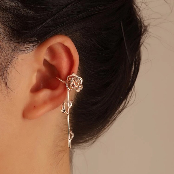 Kathrono | Jewelry | Lovely Pierceless Metallic Floral Flower Rose Left Ear Ear Cuff | Poshmark